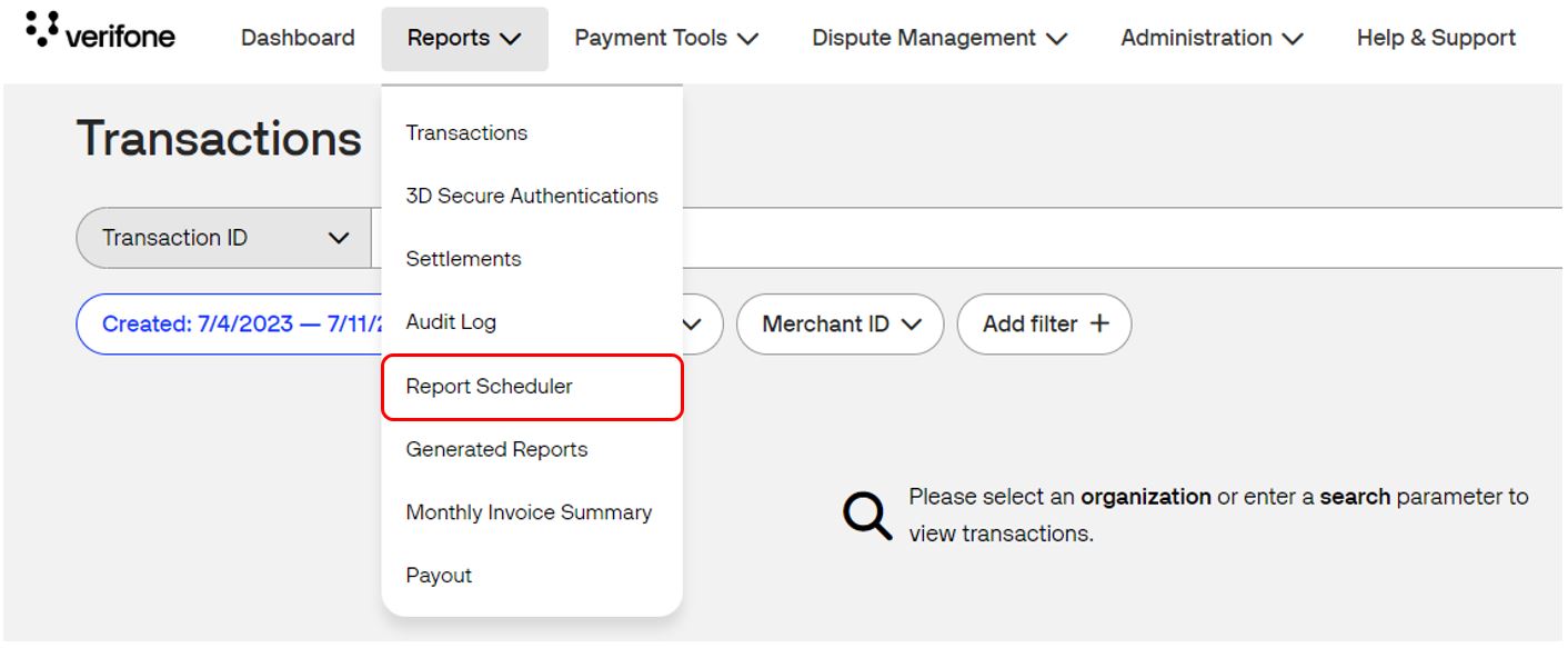 Report Scheduler | Verifone Central | Verifone Developer Portal