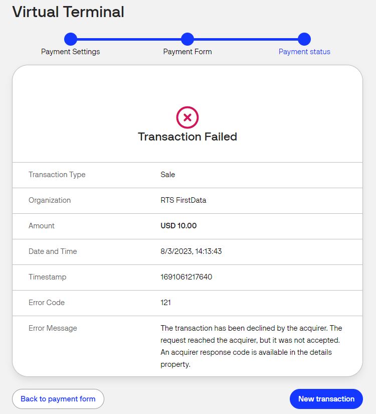 Virtual Terminal | Online payments | Verifone Developer Portal