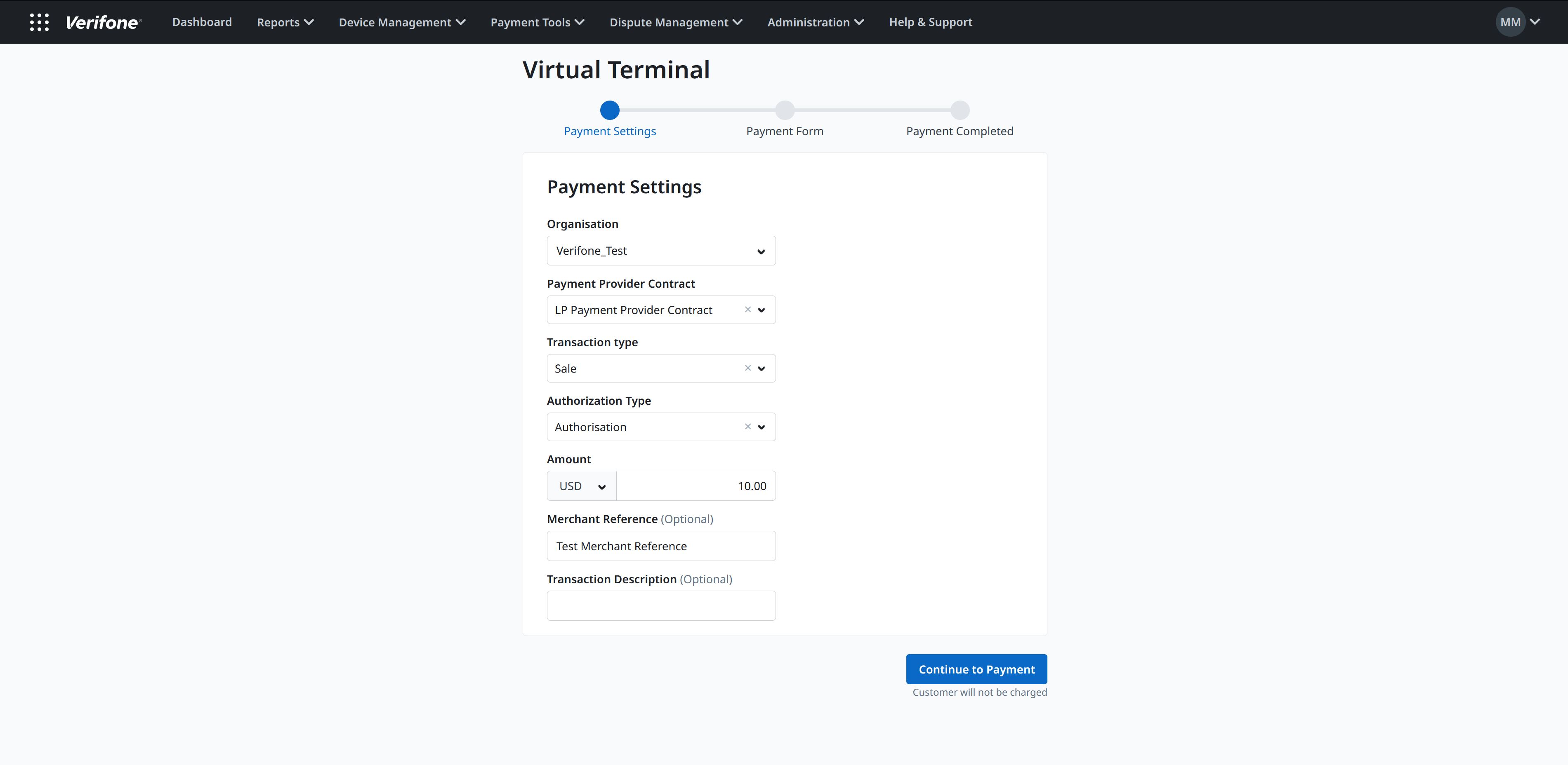 Virtual Terminal | Online payments | Verifone Developer Portal